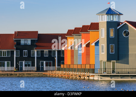 Colourful houses at Reitdiephaven, Groningen, Netherlands Stock Photo ...