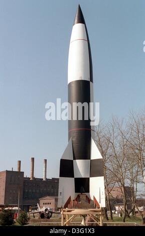 (dpa) - A recreation of a Nazi V2 rocket is displayed on the grounds of ...