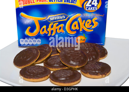 Box of Jaffa Cakes cut out or isolated against a white background, UK ...