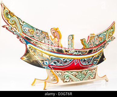 A Thai Southern-most traditional fishing boat, Kolek, Model isolated on ...
