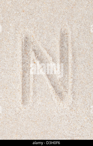 Letter N. English Handwritten Alphabet In The Sand Stock Photo - Alamy