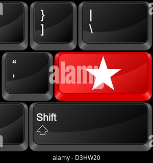 White computer keyboard star symbol. Vector illustration Stock Photo ...