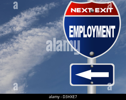 Employment - next exit sign Stock Photo - Alamy