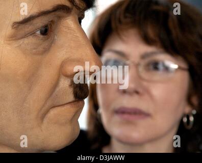 A wax figure of Adolf Hitler is on display at the wax figure cabinet ...