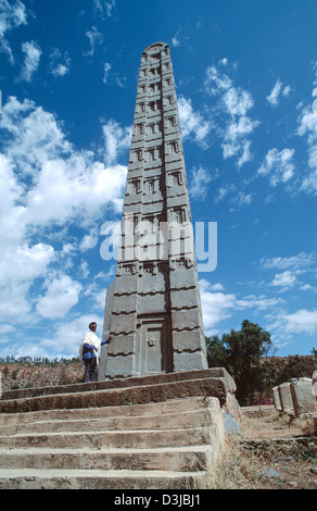Ancient monolith stone obelisk, symbol of the Aksumite civilization in ...