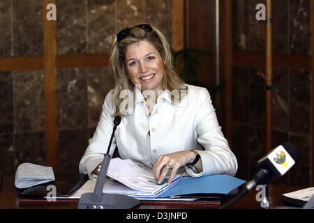 Crown Princess Maxima of the Netherlands sits on a golden chair in Brdo ...
