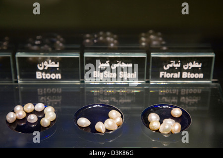 Pearls display in Bahrain National Museum. Variety of Bahraini pearls ...