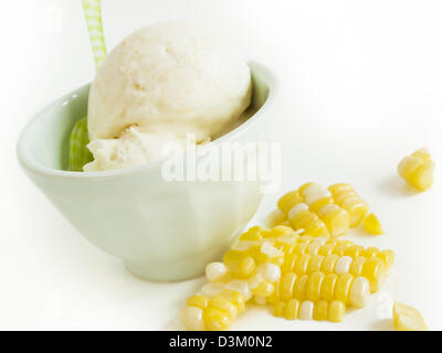 Gourmet Olathe sweet corn gelato on white background Stock Photo - Alamy