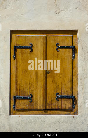 Old wood window with metal hinges Stock Photo - Alamy