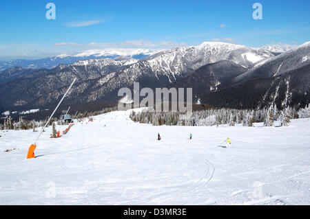 Free ride area on Chopok in Jasna ski resort with map and signs, Low ...