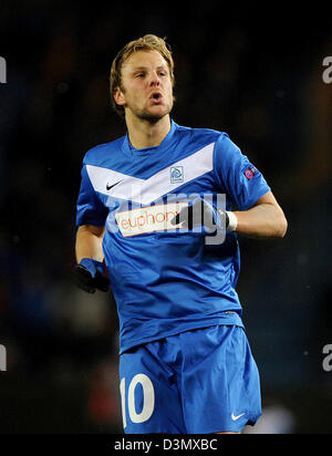 Genk's Julien Gorius reacts during the UEFA Europa League Round of 32 ...