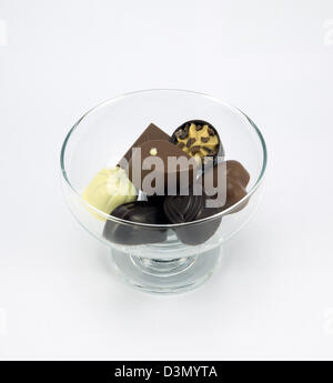 assorted chocolates confectionery on glass tray Stock Photo - Alamy