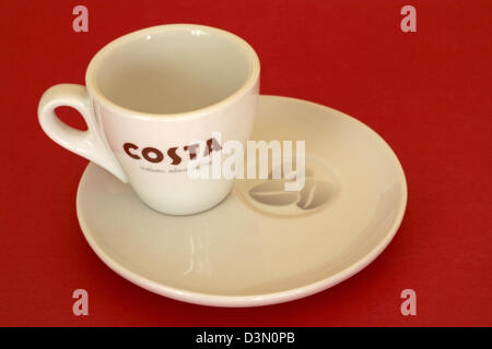 Costa Italian about coffee coffee cup on red background Stock Photo - Alamy