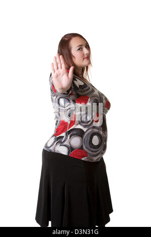 Woman with hand extended towards the camera Stock Photo - Alamy