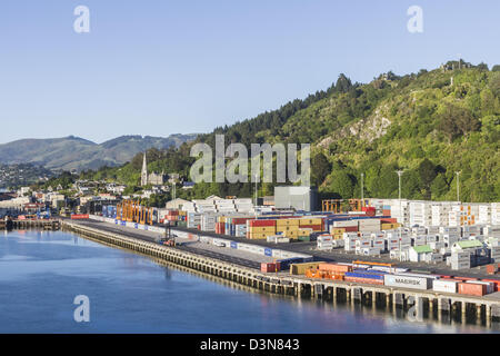 Port Chalmers container terminal, Dunedin, Otago, South Island, New ...