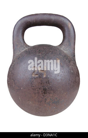 Old cast iron weight for weighing on a scale. isolated on white ...