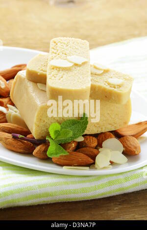 Marzipan almonds bread , wish fresh almond Stock Photo - Alamy