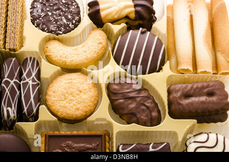Assorted European cookies covered in Belgian chocolate Stock Photo - Alamy