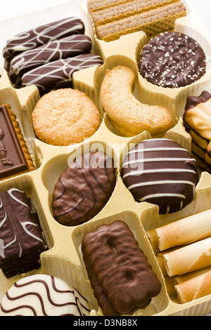 Assorted European cookies covered in Belgian chocolate Stock Photo - Alamy
