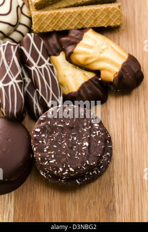 Assorted European cookies covered in Belgian chocolate Stock Photo - Alamy