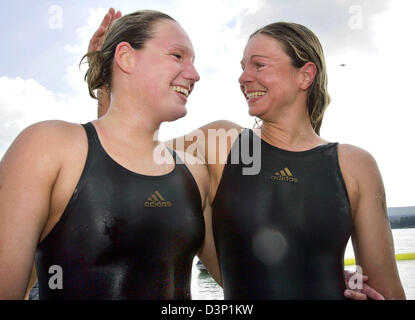 German long distance swimmer Angela Maurer poses during the outfitting ...