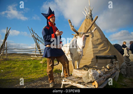 Laplander in Traditional Costume. Sami Traditional Dress Stock Photo ...