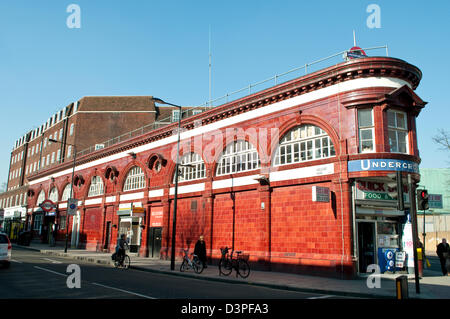 Chalk Farm Tube station London. Tube train stops, but due to industrial ...