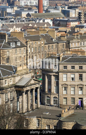Edinburgh city rooftop view with historical architectures. United ...