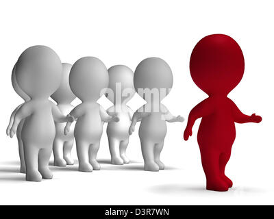 Leading 3d Characters Showing Command And Leadership Stock Photo - Alamy
