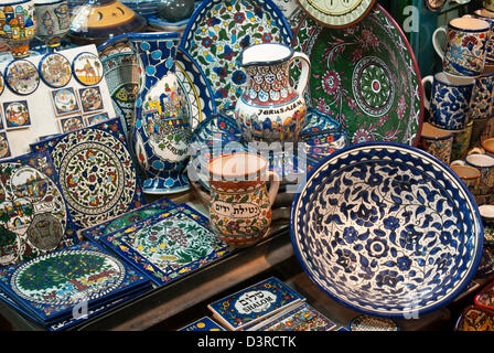 Pottery shop in a souk of the Jerusalem Old City, Israel Stock Photo ...
