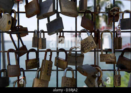 Osaka, Japan. Love locks or padlocks fastened by couples to mark their ...
