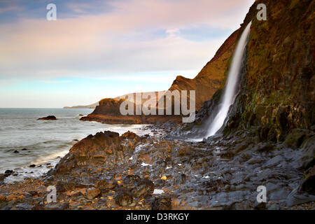 Waterfall, Tresaith Beach, Ceredigion, West Wales, U.K Stock Photo - Alamy