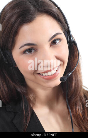 friendly female helpline operator Stock Photo - Alamy