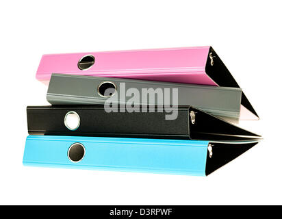 A stack of colorful ring binders isolated on the white background Stock ...