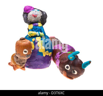 Hand made plasticine or modeling clay figure of snowman and Christmas ...