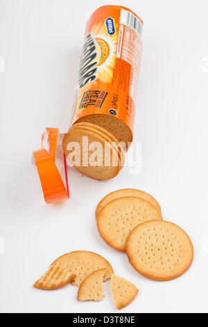 A packet of Mcvitie's cheddars cheese biscuits on a white background ...