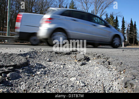 Berlin, Germany, pothole in a roadway Stock Photo - Alamy