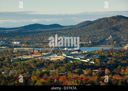 View of Parliament and city skyline from Red Hill lookout. Canberra ...