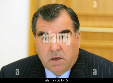 The Tajik President Emomali Rakhmonov pictured in Dushanbe, Tajikistan ...