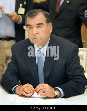 The Tajik President Emomali Rakhmonov pictured in Dushanbe, Tajikistan ...