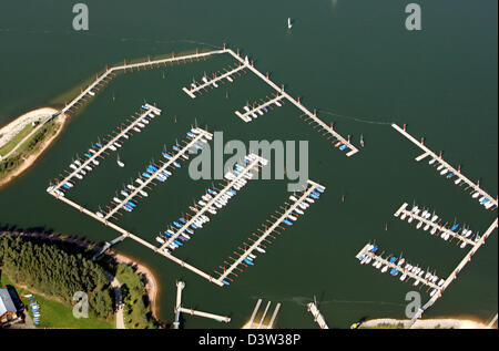 Aerial view on the Big Brombach lake near Spalt, Germany, 22 September ...