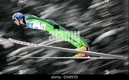 Finnish ski jumper Matti Hautamaeki jumps from the Olympic ski-jump ...