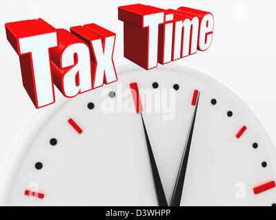 April 15 tax time for IRS declaration in blue and red block letters on ...