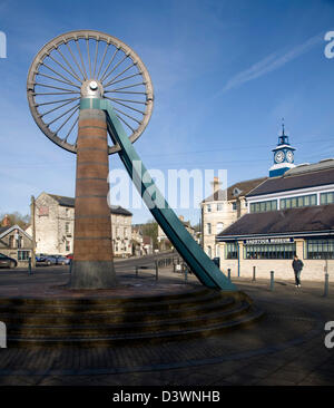 Old winding wheel memorial to the coal mining heritage of the Somerset ...
