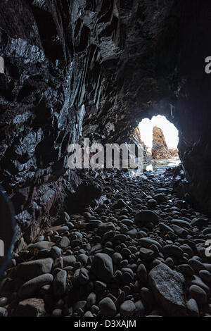 Needle Rock from Plemont Cave, Jersey, Channel Islands, UK Stock Photo ...