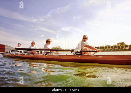 Teamwork Concept of Men Rowing Team Mounting Boat in Coordination Stock ...