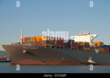 The container ship MSC Fabiola, the largest such vessel ever to dock in ...