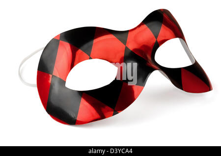 carnival white mask on red background Stock Photo - Alamy