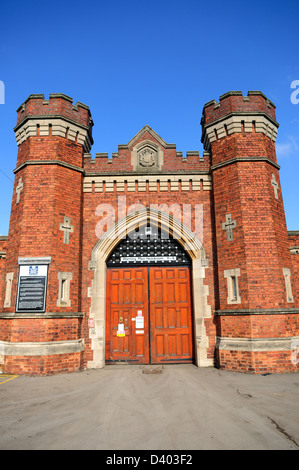 The entrance gates to HMP Prison Lincoln Lincolnshire England UK front ...