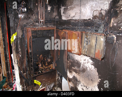 Electrical distribution board burnt out fire Stock Photo - Alamy